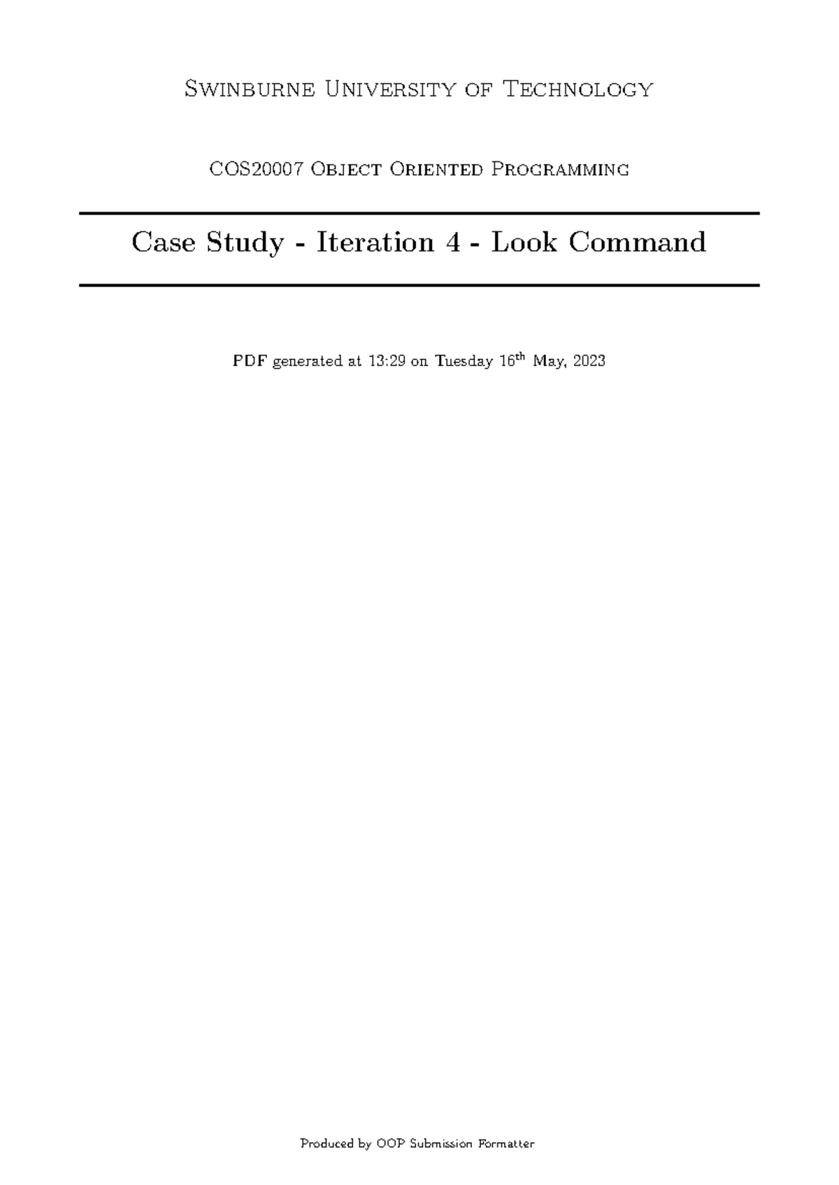 6.1P - Case Study - Iteration 4 - Look Command - Swinburne University of Technology COS20007 ...