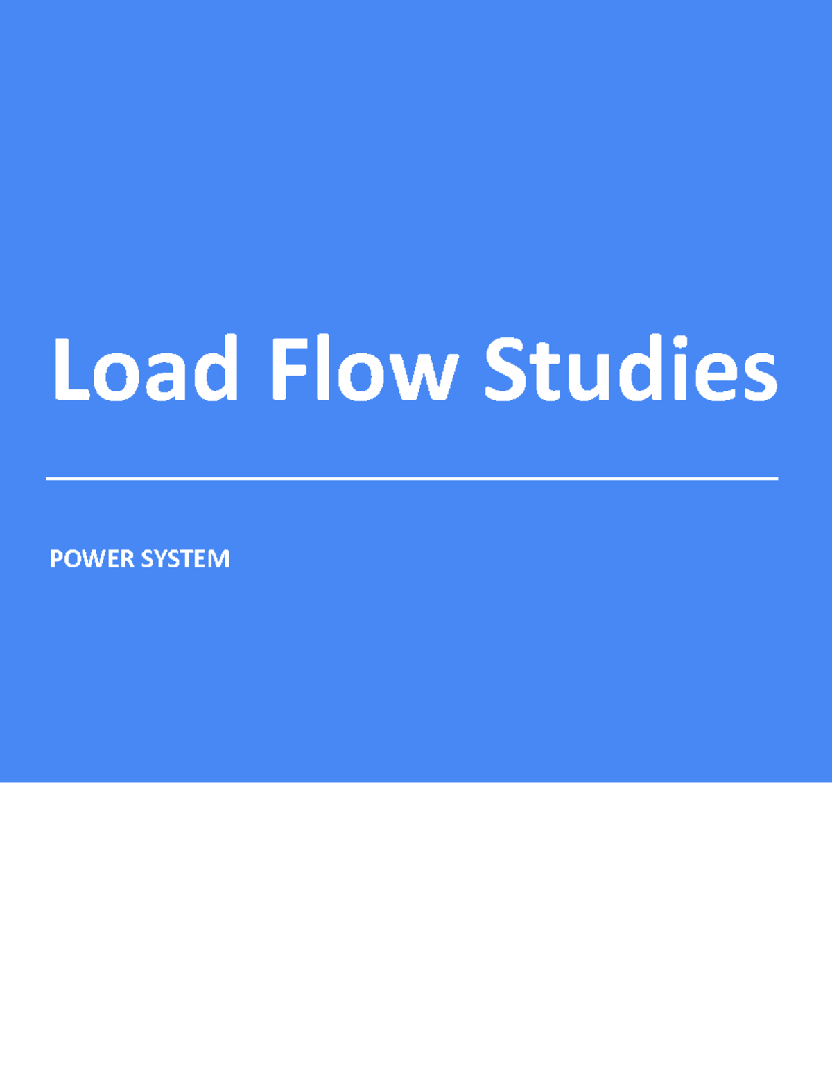 Load Flow Studies - flauctuating load concept and application ...