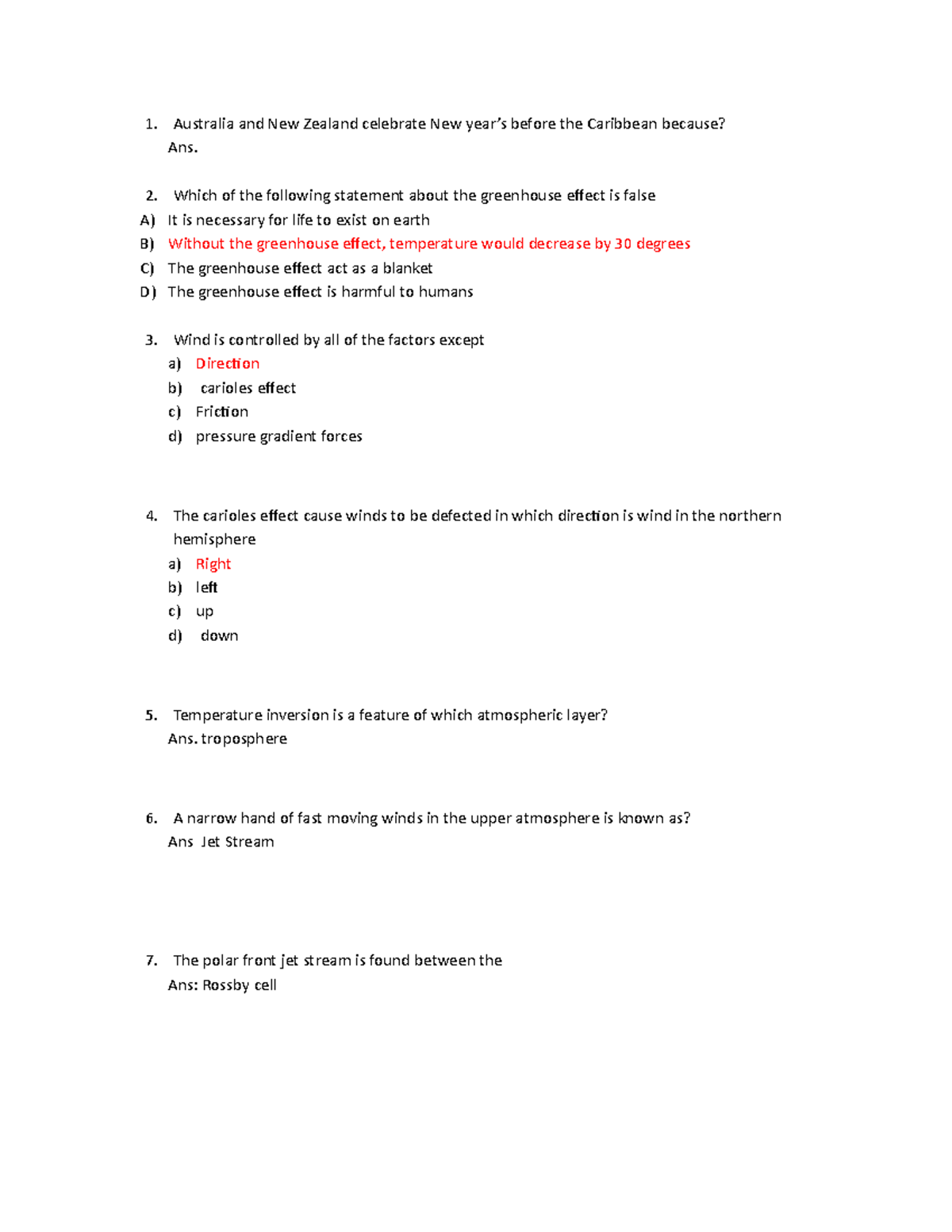 Geography MCQ with Answers - Australia and New Zealand celebrate New ...