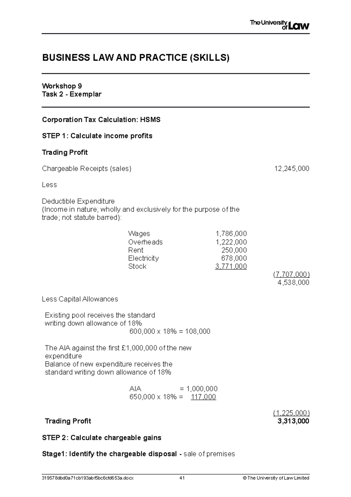 Business Law & Practice Workshop Guide 9 Task 2 Exemplar - BUSINESS LAW ...
