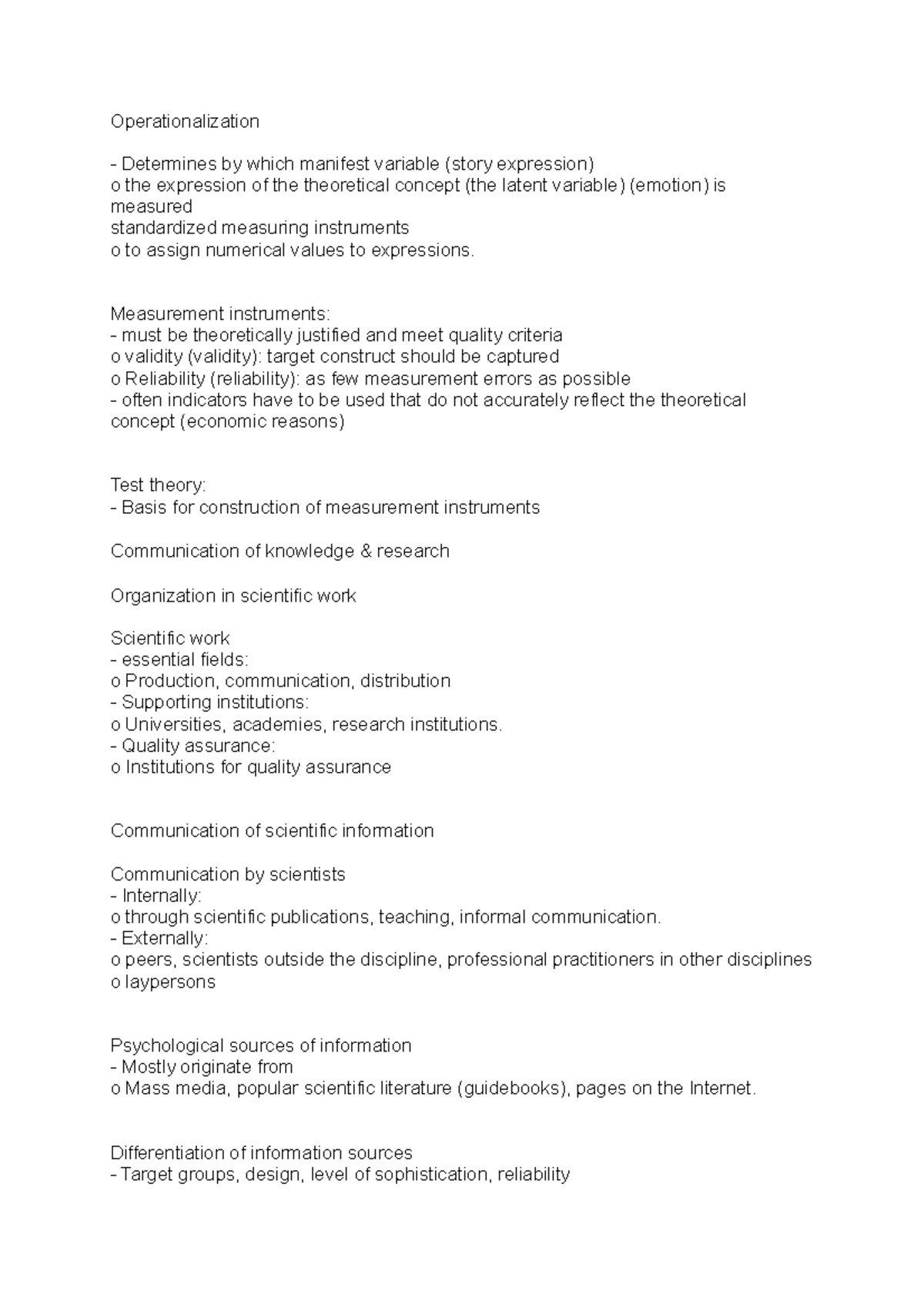 Operationalization - Cognitive Psychology - Operationalization ...