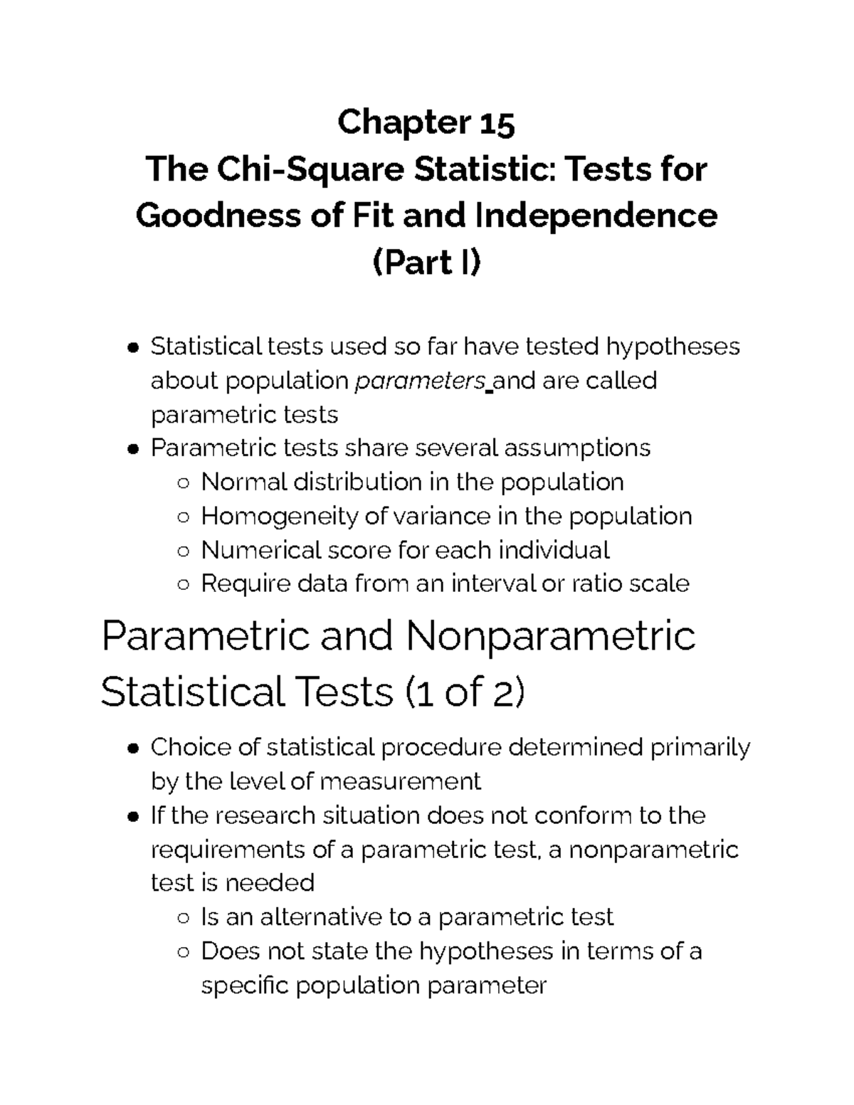Chapter 15 part 1 lecture notes-psy380 - Chapter 15 The Chi-Square ...