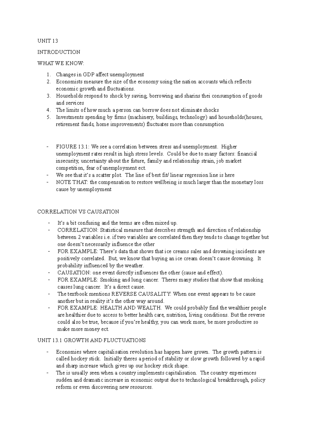 UNIT 13 - Summary Core Economics - UNIT 13 INTRODUCTION WHAT WE KNOW ...
