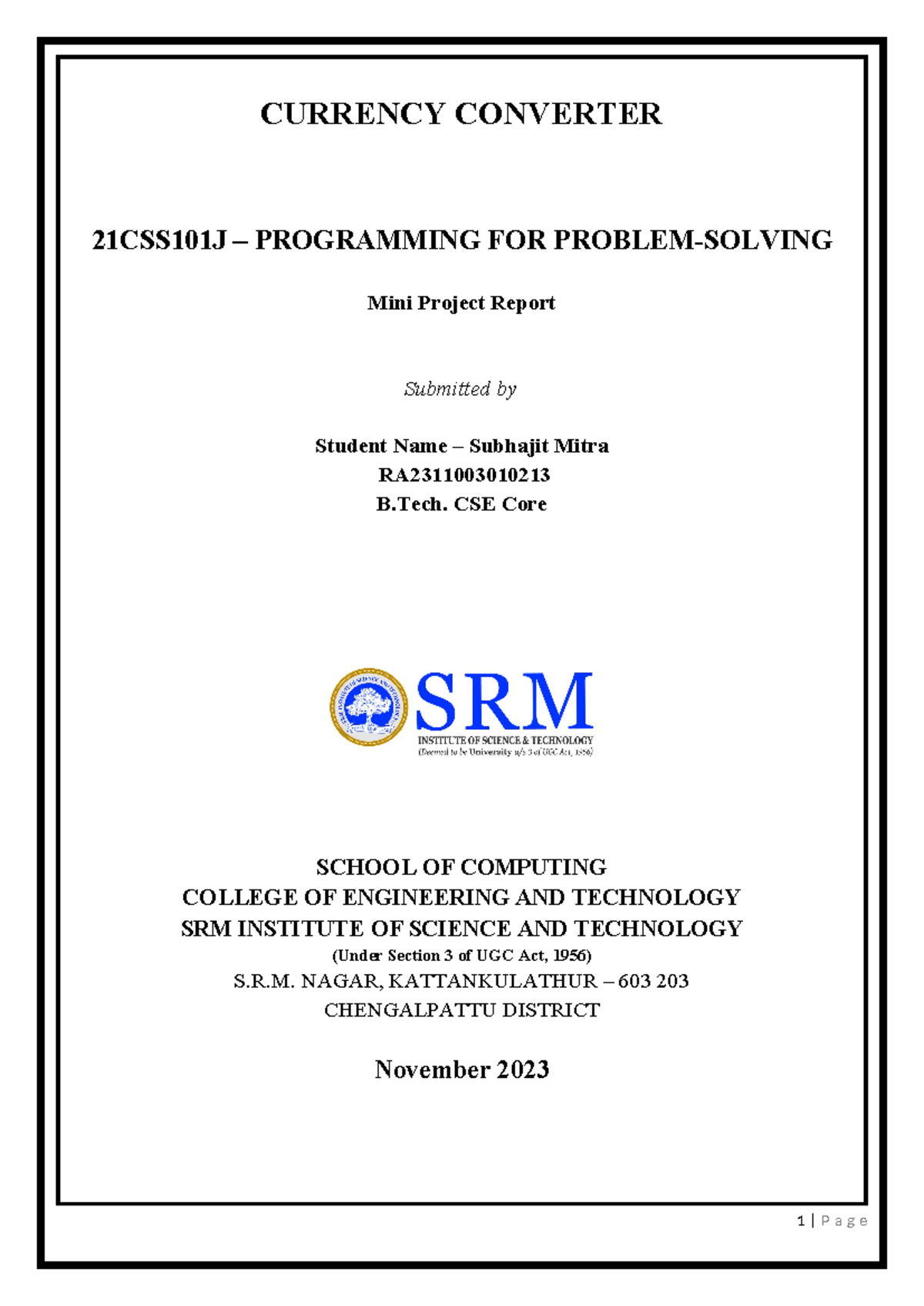 Currency Convertor Project FILE(up) - CURRENCY CONVERTER 21CSS101J ...