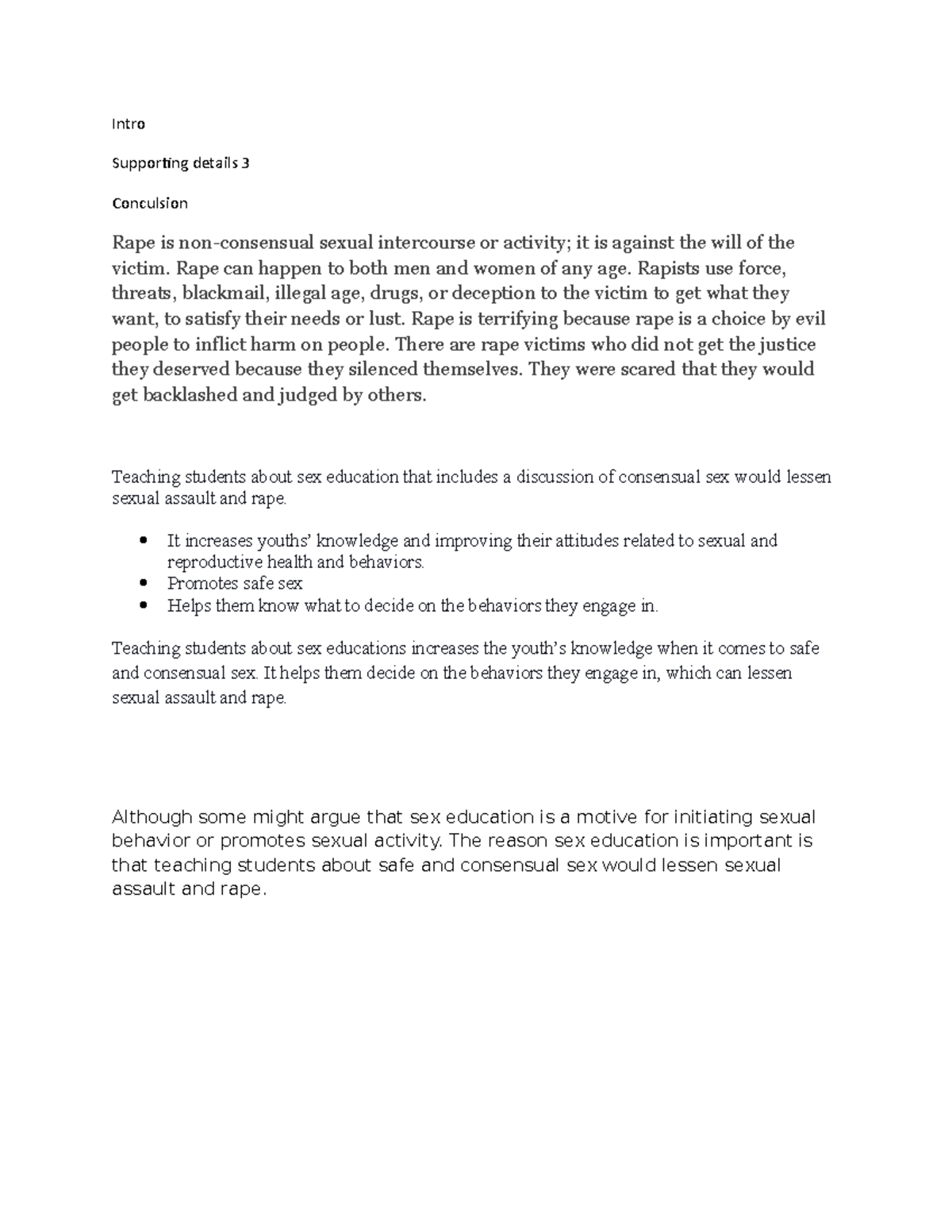 Thesis - nono just trying this out because it my first time - Intro Supporting details 3 ...