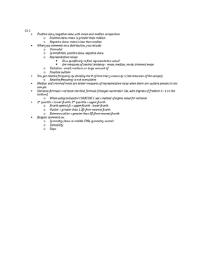 Cheat Sheet for Exam 2 - Summary CALC-BASED INTRO TO STATISTICS - Stat Exam 2 review Recall ...
