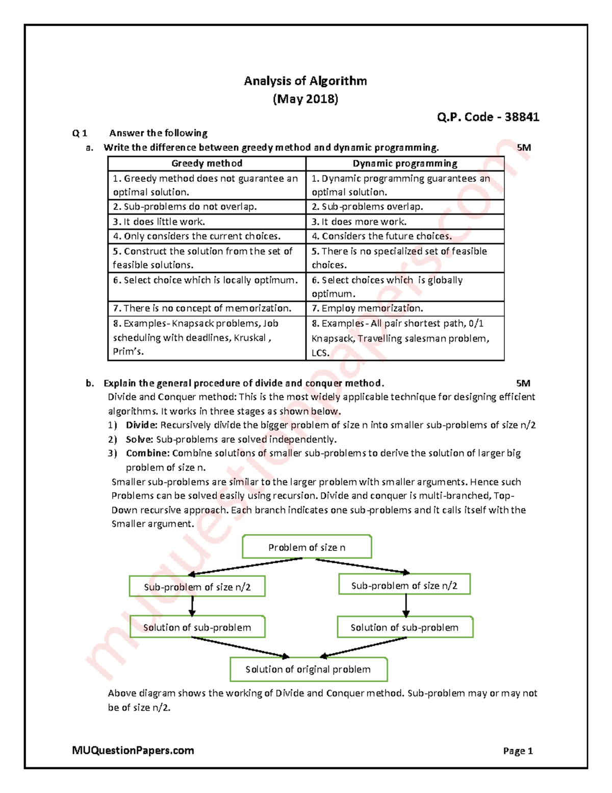 Be Computer Engineering Semester 4 2018 May Analysis Of Algorithms Cbcgs Analysis Of Algorithm