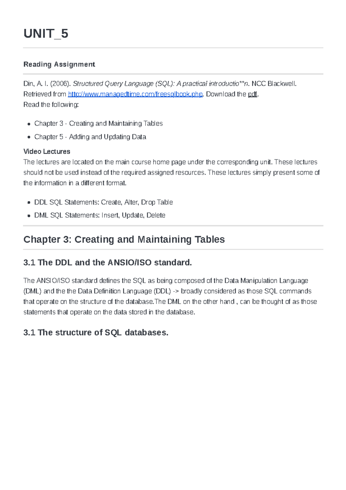 UNIT 5 - Summaries UNIT_5 - UNIT_ Reading Assignment Din, A. I. (2006 ...