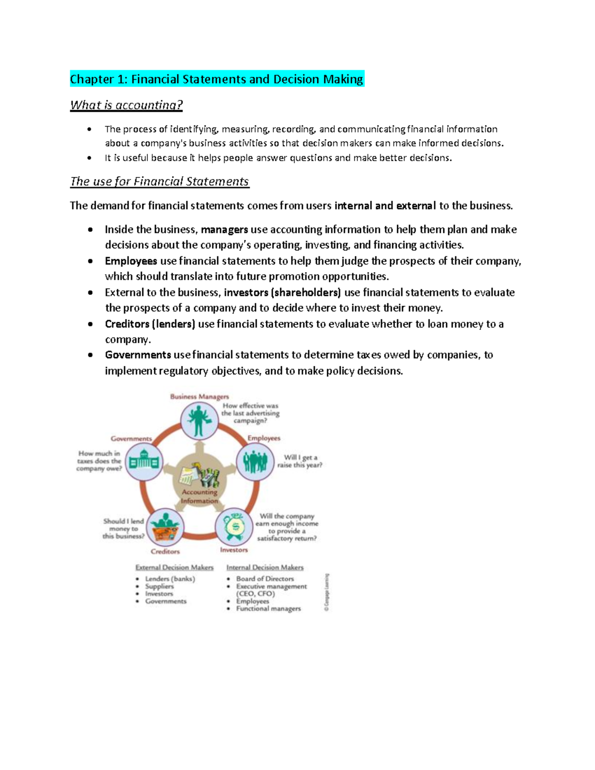 PRINCIPLES OF FINANCIAL ACCOUNTING LECTURE NOTES - Chapter 1: Financial ...