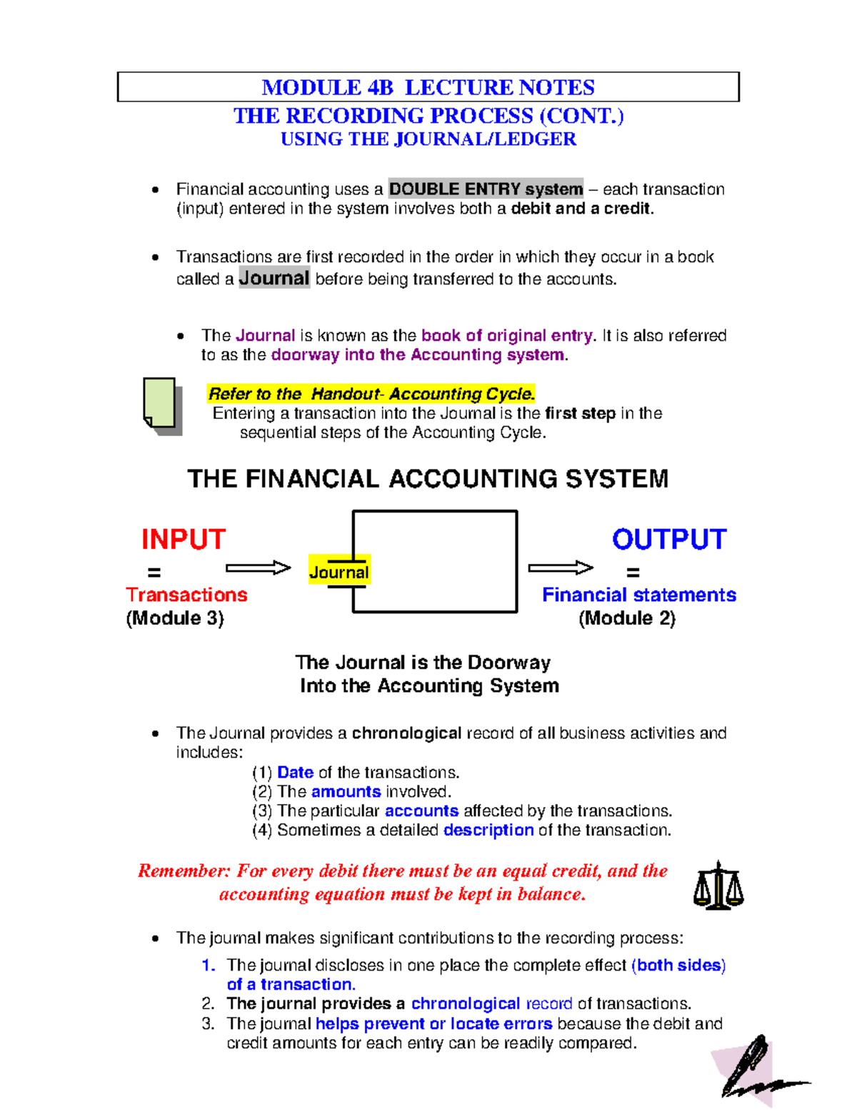 Module 4B Lecture Notes - MODULE 4B LECTURE NOTES THE RECORDING PROCESS ...