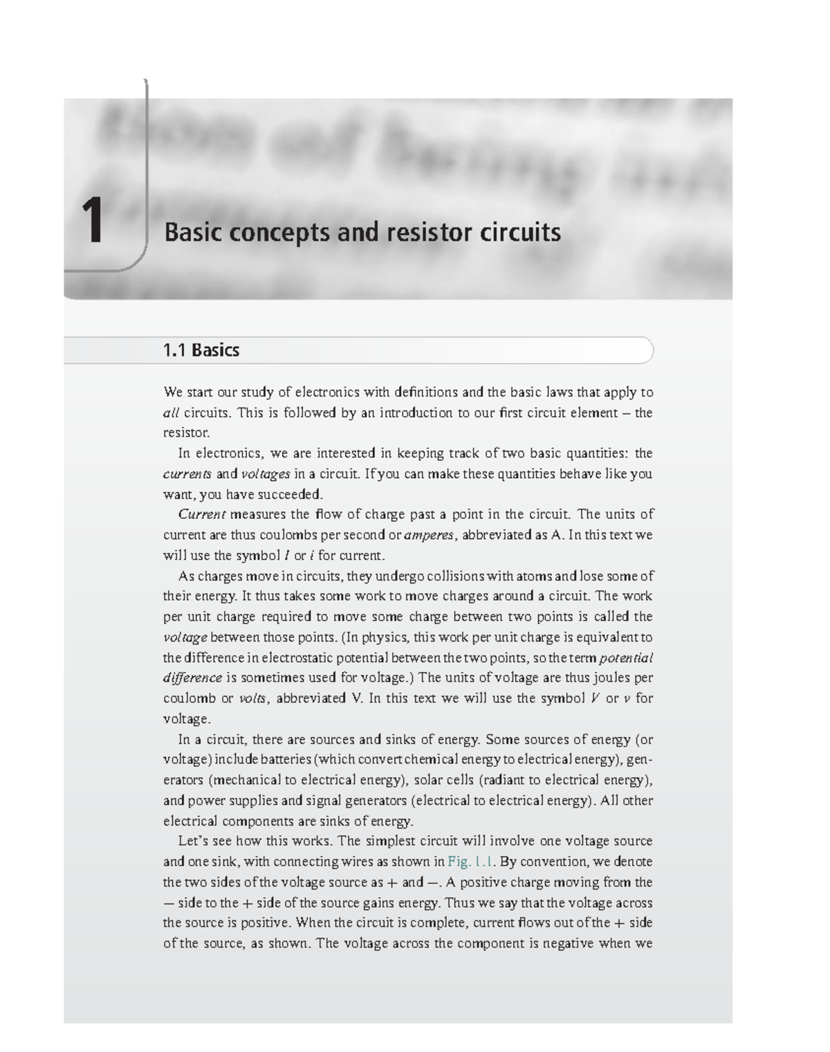 Resistors Lecture Notes - 1 Basics We start our study of electronics ...