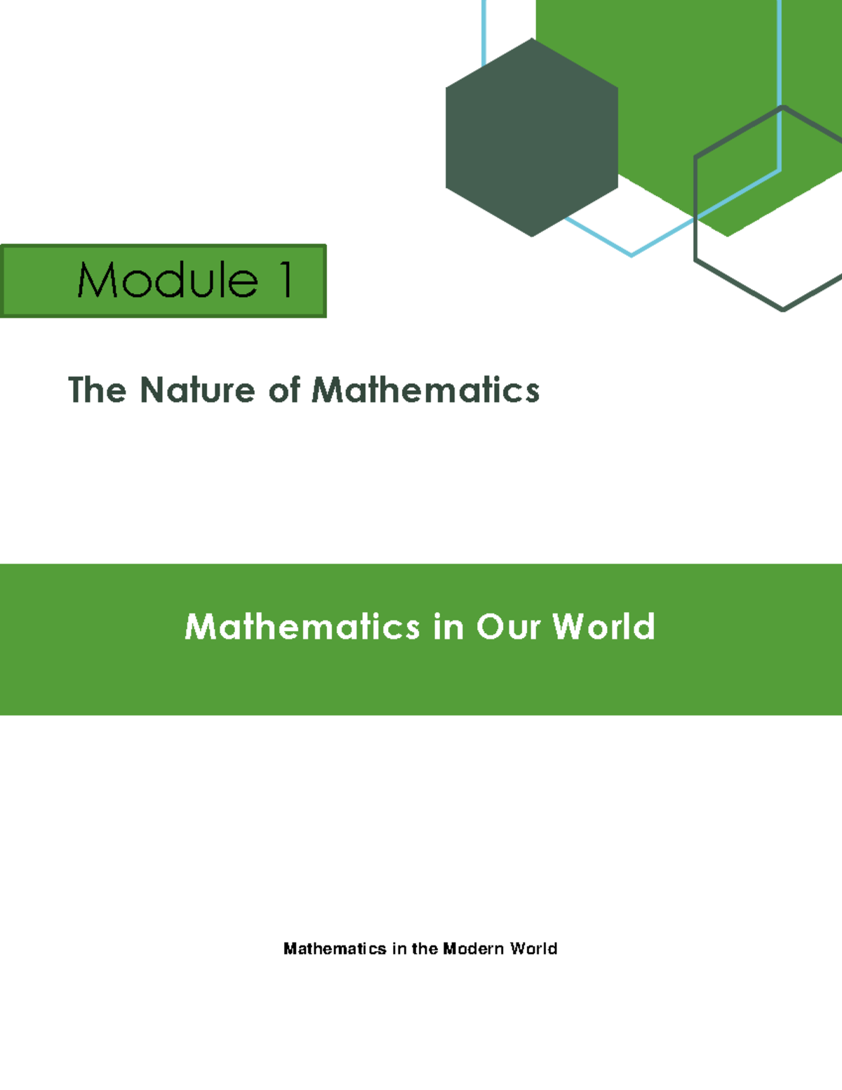 Module # 1 MMW topic 5- isometries - Mathematics in t he Modern World The Nature of Mathematics ...
