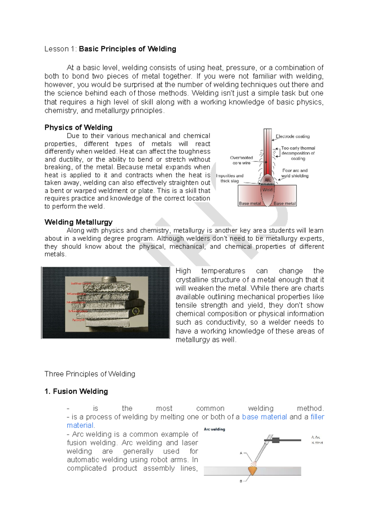 Lesson 1 - Basic Principles of Welding - If you were not familiar with ...