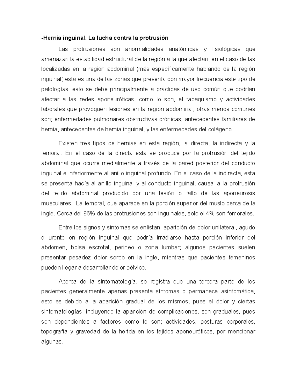 Hernia inguinal - Es un resumen del artículo por Vincent M Vacca ...