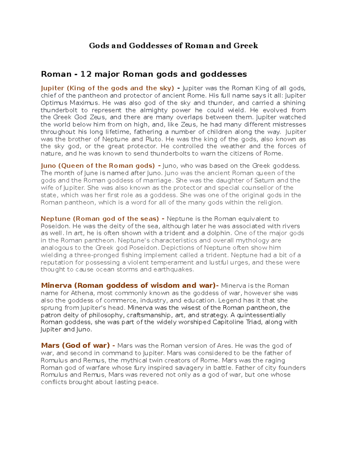 Gods and Goddesses of Roman and Greek - His full name says it all ...