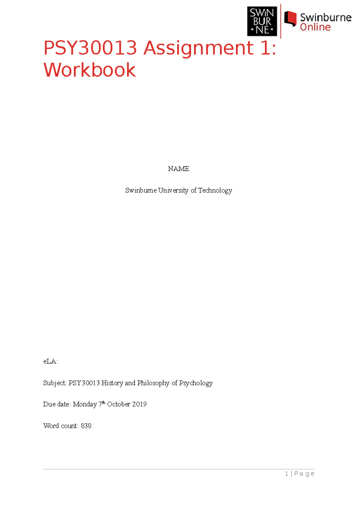 PSY30013 Assignment 1 submission template - PSY30013 Assignment 1 ...
