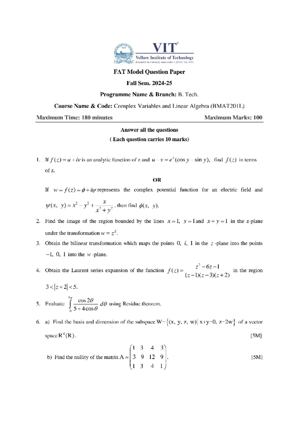 FS(24 25) BMAT201L FAT MQP - DEPARTMENT VIT OFFICE DEPARTMENT VIT ...