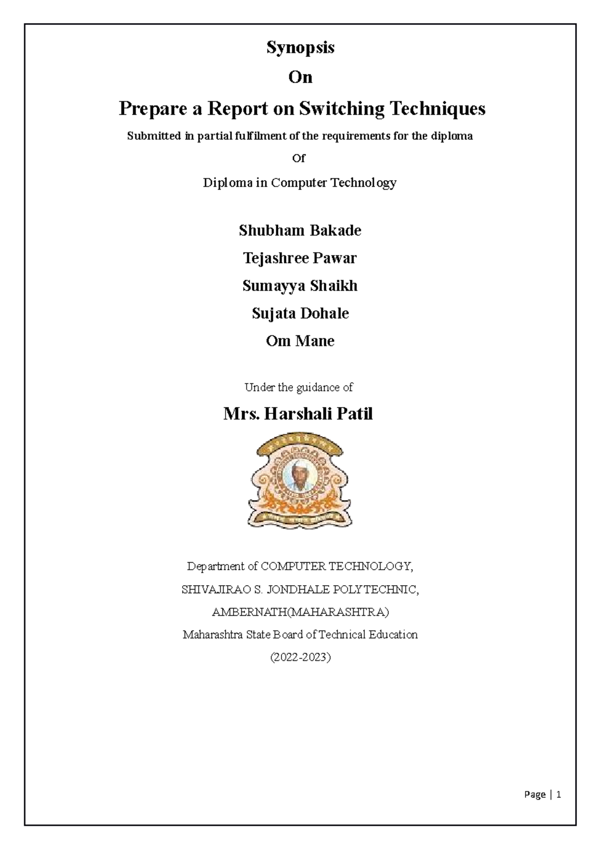 DCC microproject - ####### Synopsis ####### On Prepare a Report on ...