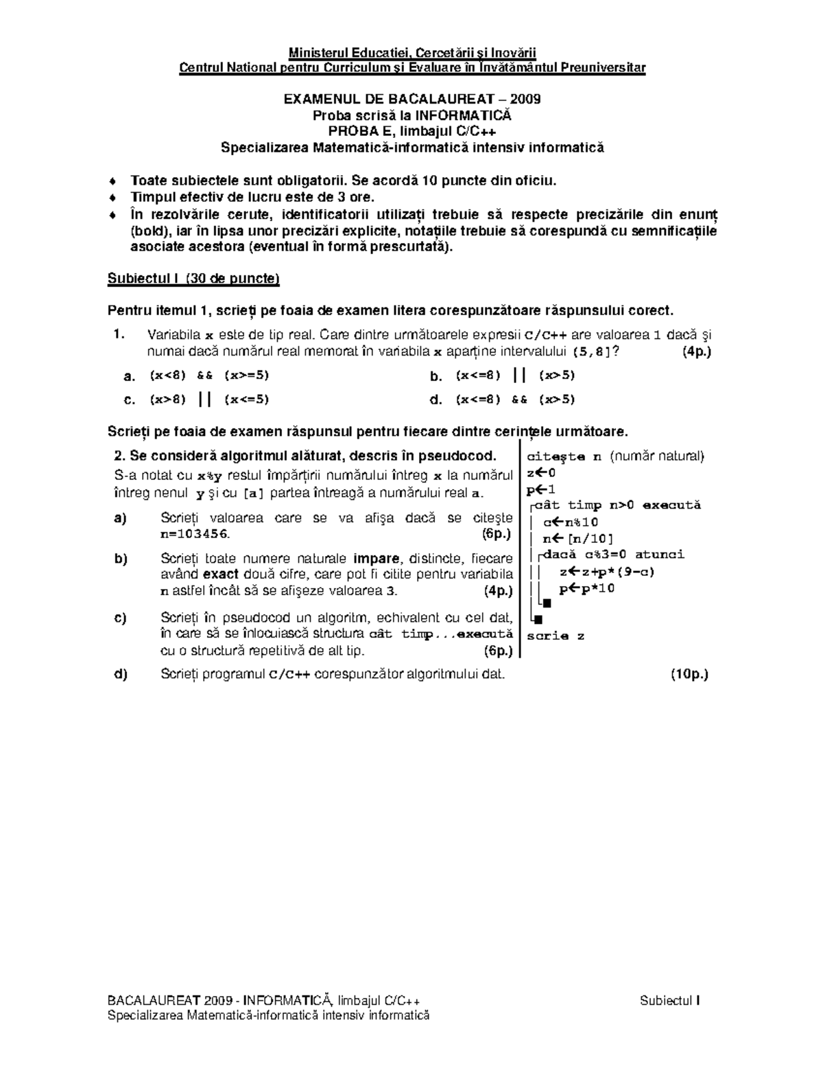 1 intensiv - util - Ministerul Educa ţ iei, Cercet ă rii ş i Inov ă rii Centrul Na ţ ional ...