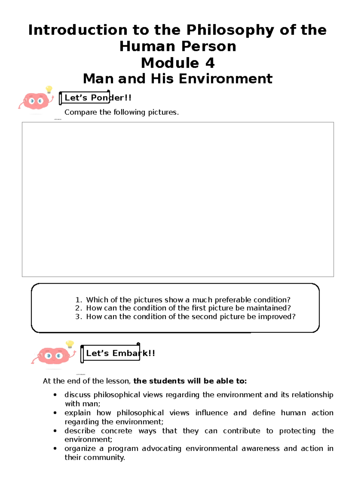 Philosophy Module 4 Man vs Nature - Introduction to the Philosophy of ...
