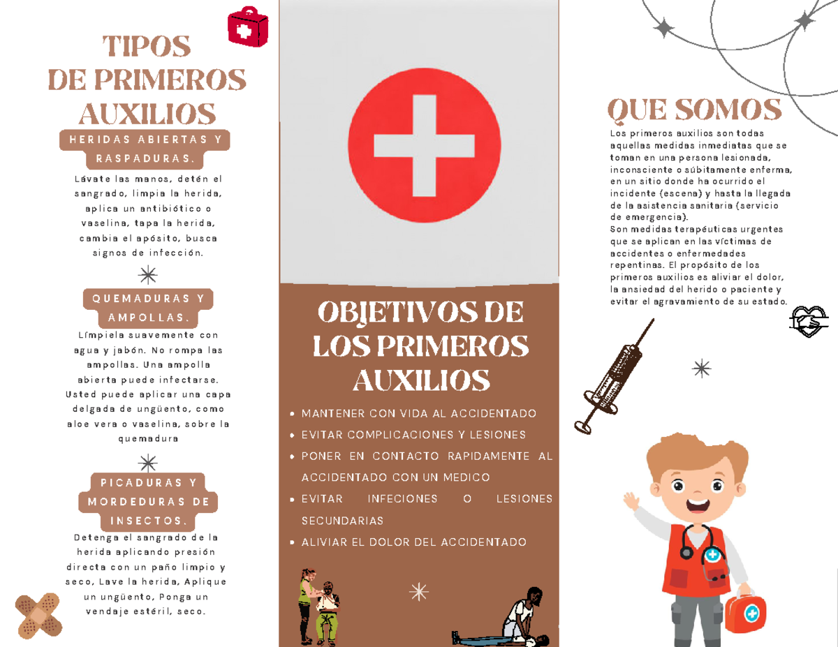 Folleto Primeros Auxilios - TIPOS DE PRIMEROS AUXILIOS QUE SOMOS OBJETIVOS DE LOS PRIMEROS ...