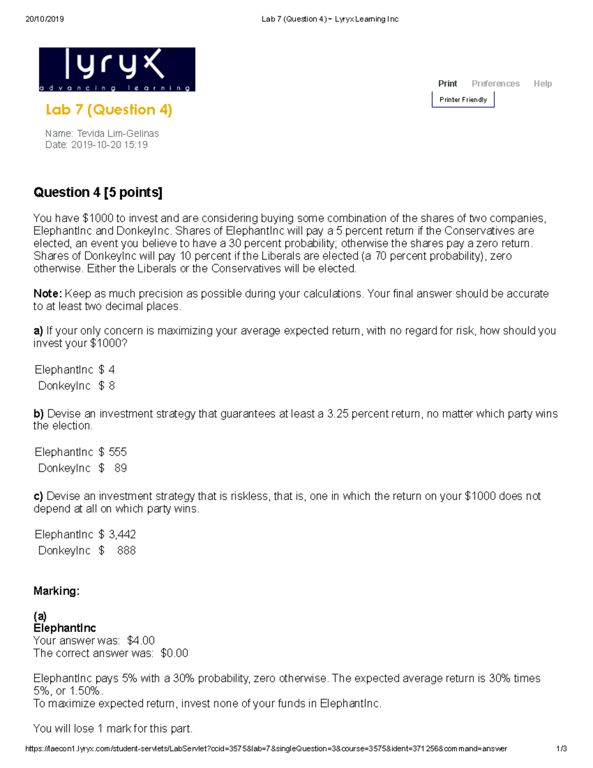 Lab 7 (Question 4) Lyryx Learning Inc - 20/10/2019 Lab 7 (Question 4 ...