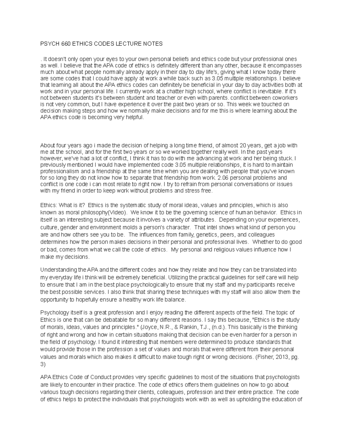 PSYCH 660 Ethics Codes Lecture Notes - PSYCH 660 ETHICS CODES LECTURE ...