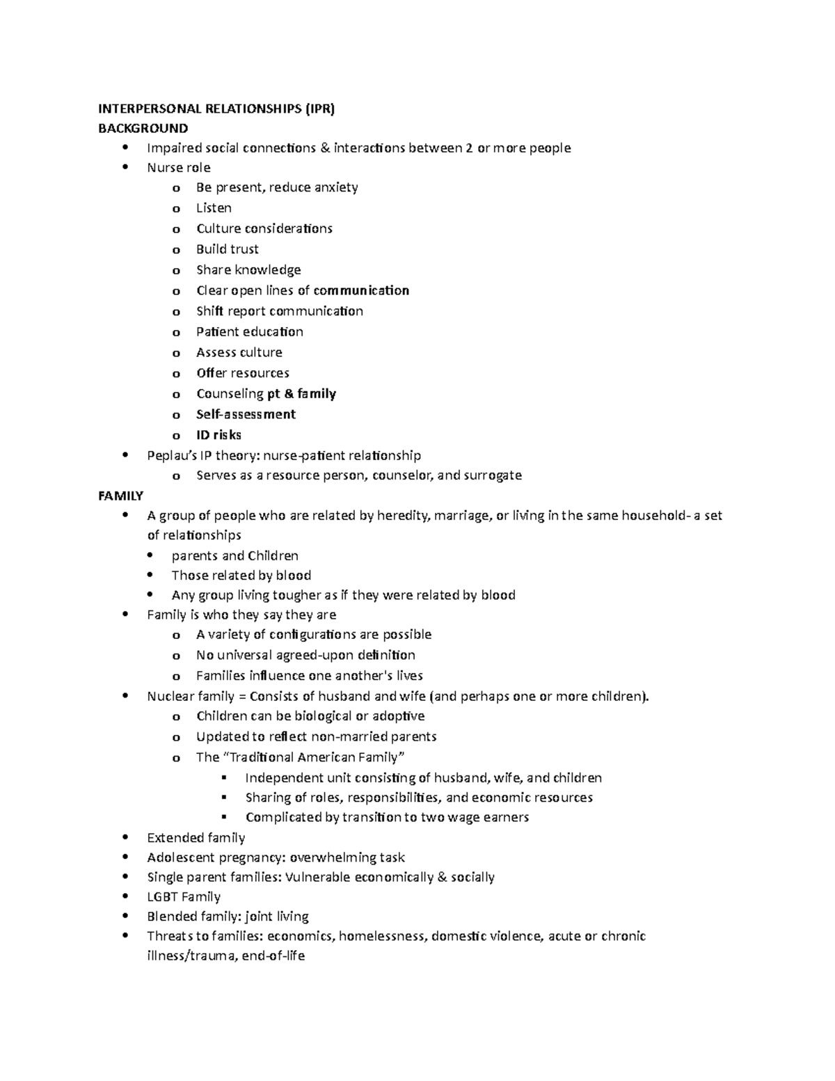 Interpersonal Relationships - INTERPERSONAL RELATIONSHIPS (IPR ...
