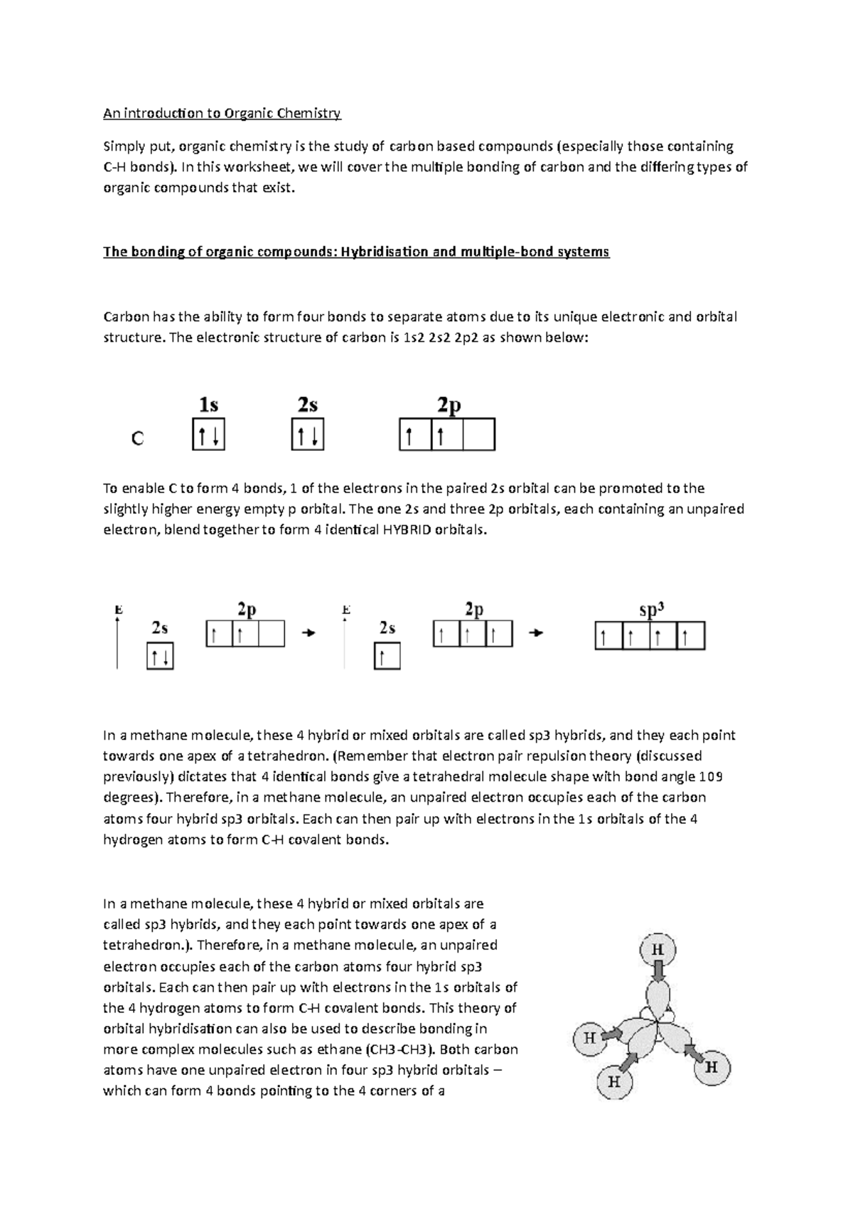 An introduction to Organic Chemistry - In this worksheet, we will cover ...