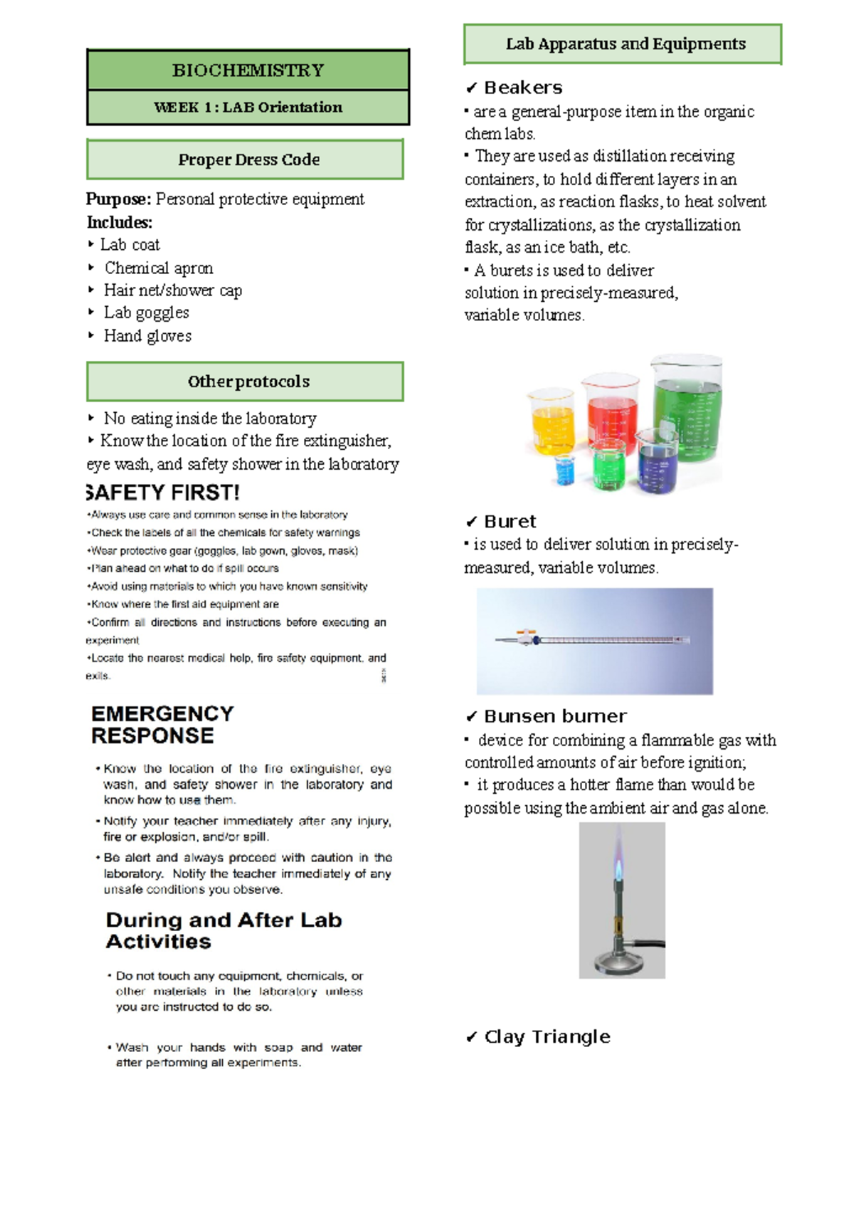 biochemistry transes - BIOCHEMISTRY WEEK 1 : LAB Orientation Proper ...
