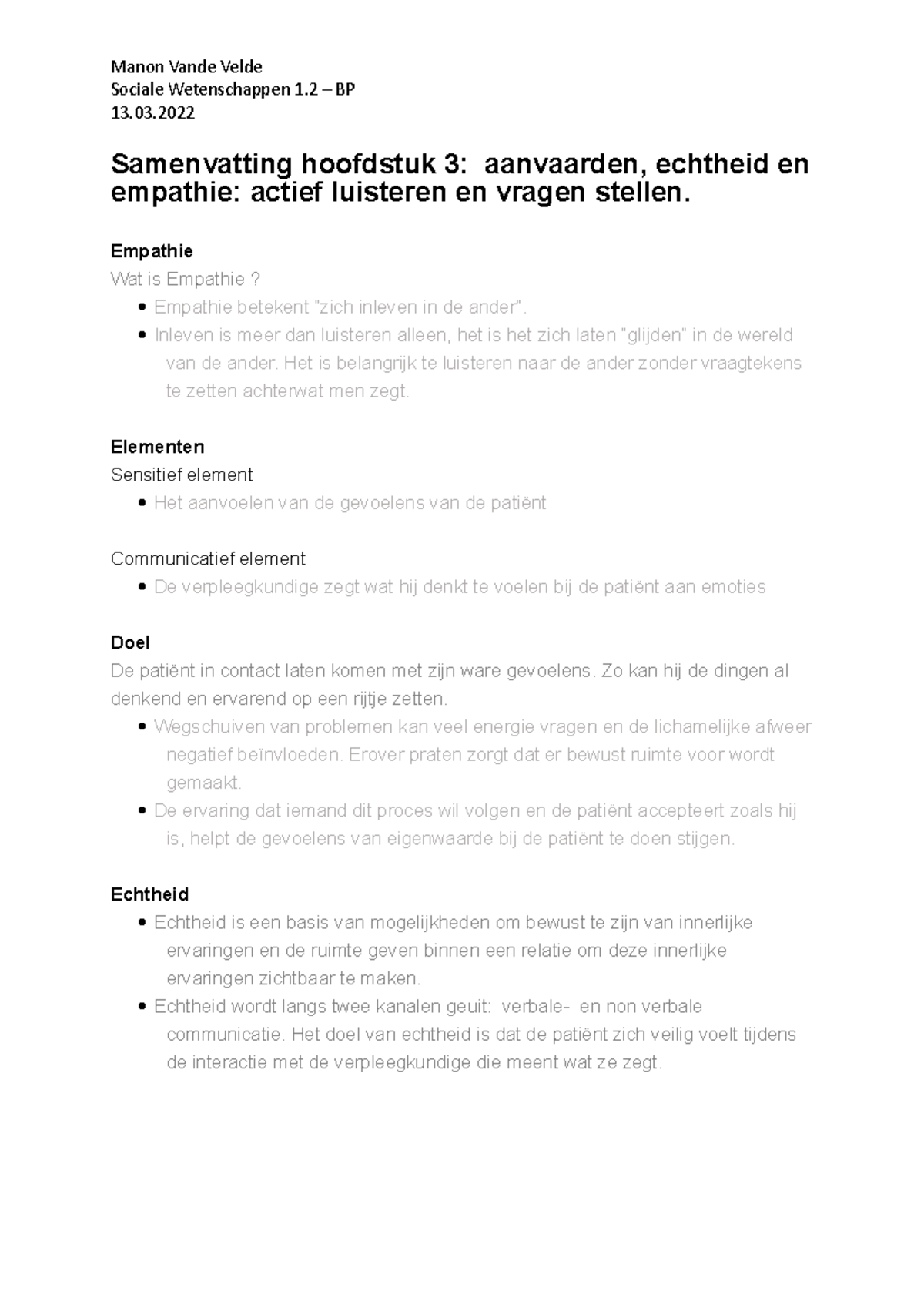 Samenvatting hoofdstuk 3 aanvaarden, echtheid en empathie actief ...