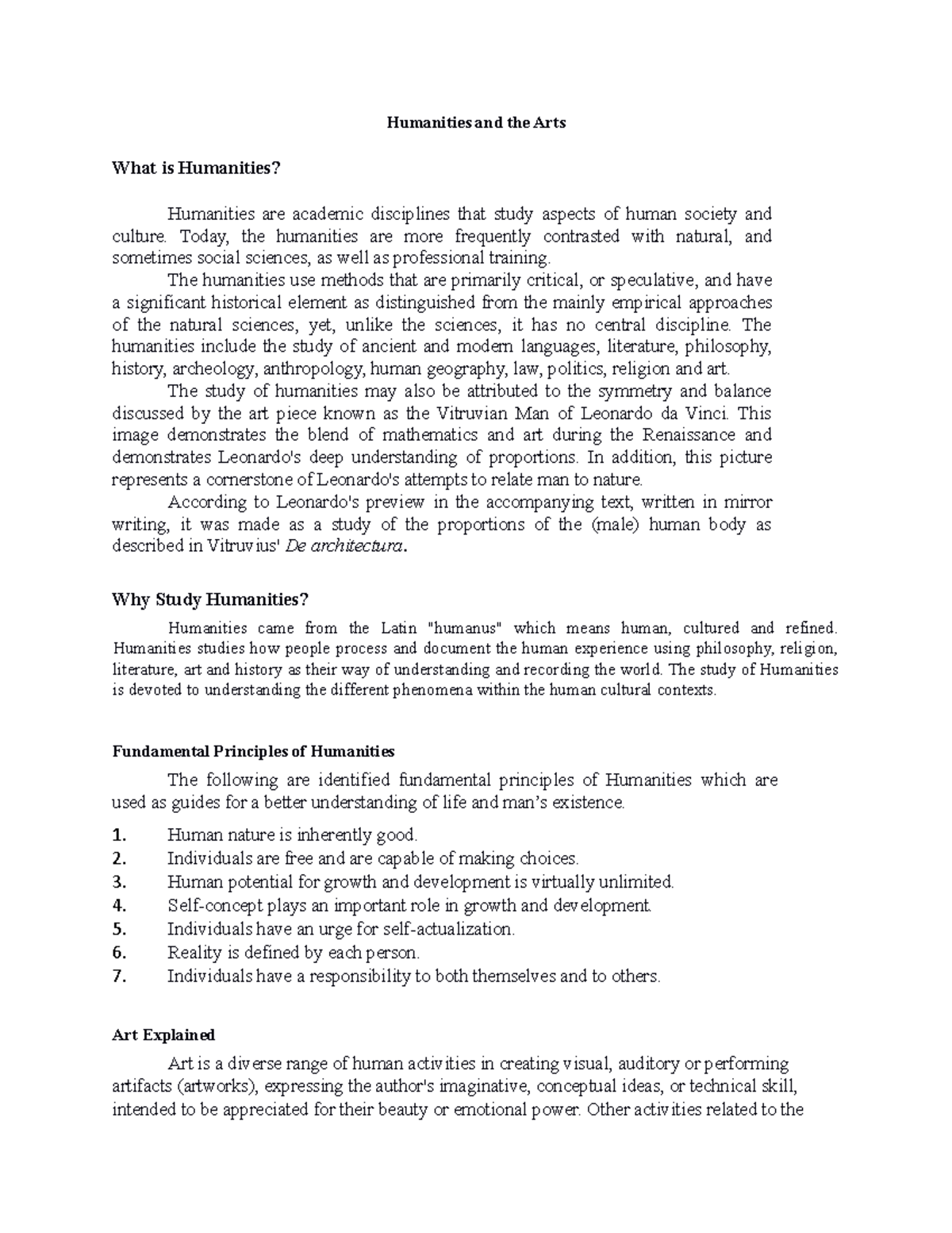 Humanities and the Arts - Today, the humanities are more frequently ...