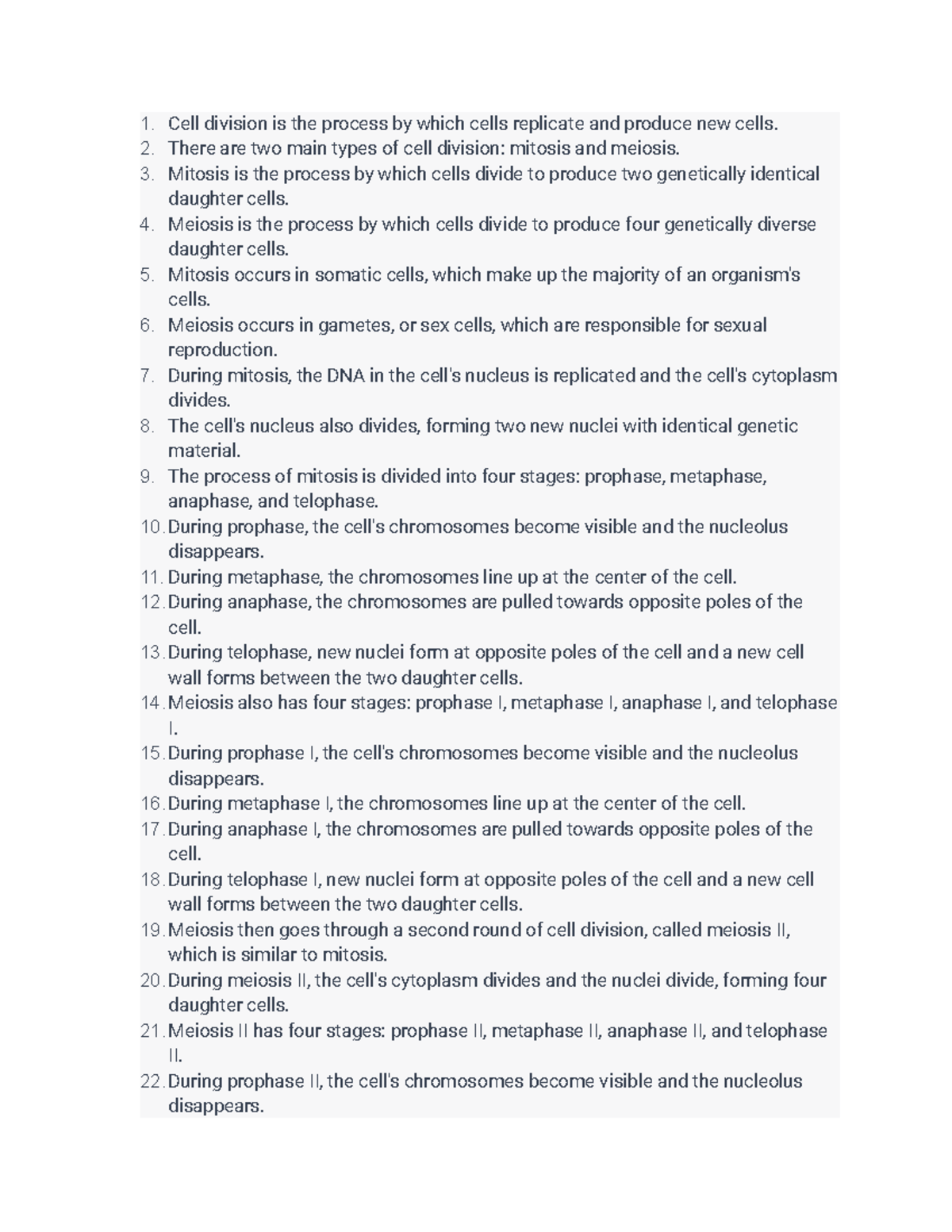 Cell division (mitosis and meiosis) - Cell division is the process by ...
