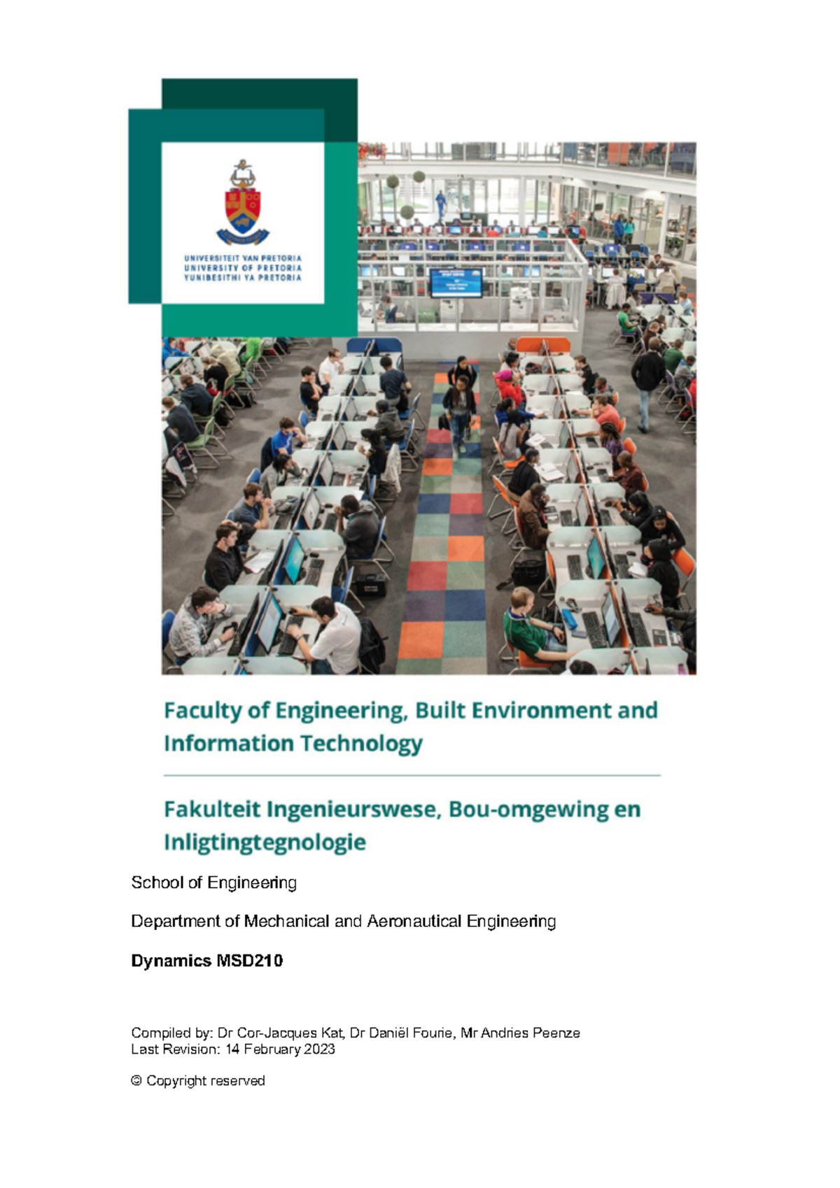 MSD210 Study guide 2023 02 14 - School of Engineering Department of ...