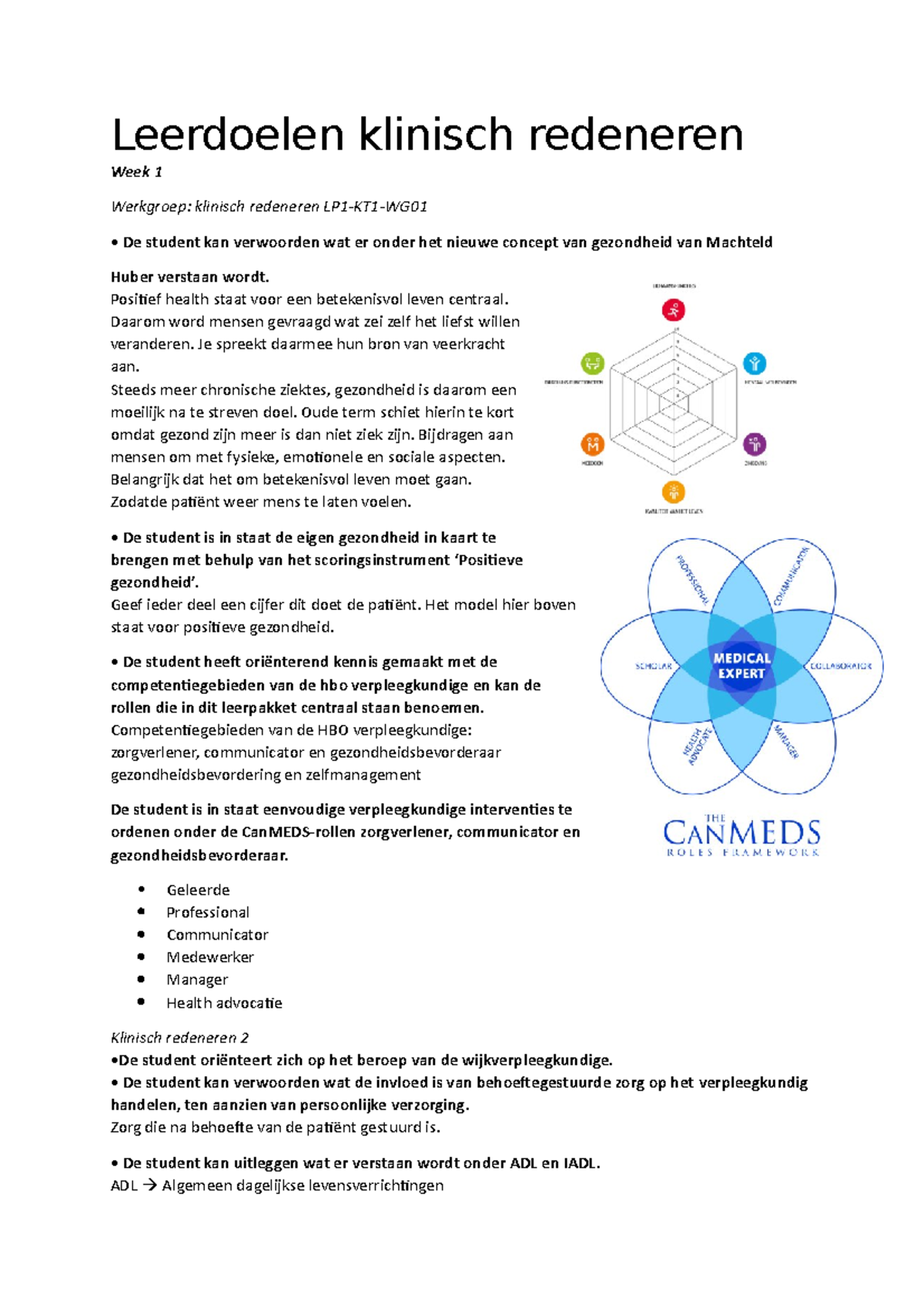 Leerdoelen klinisch redeneren - Positief health staat voor een ...