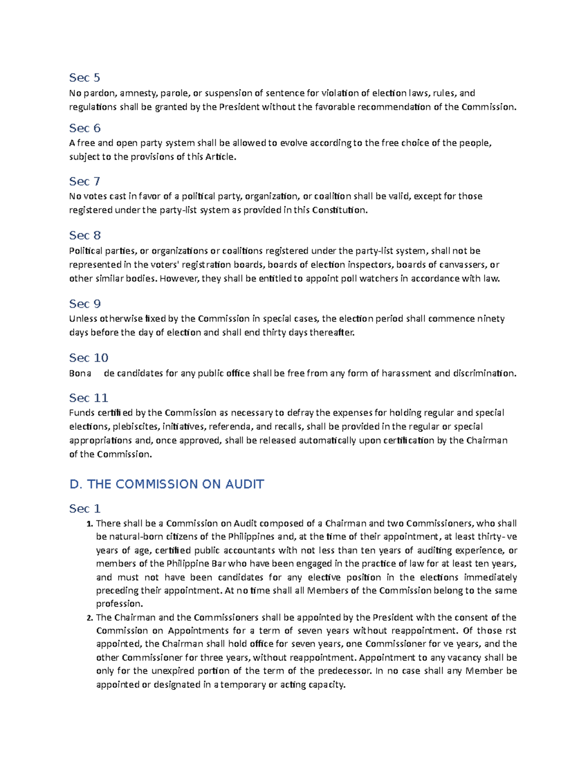 Constitutional Law. Module 11 - Sec 5 No pardon, amnesty, parole, or ...