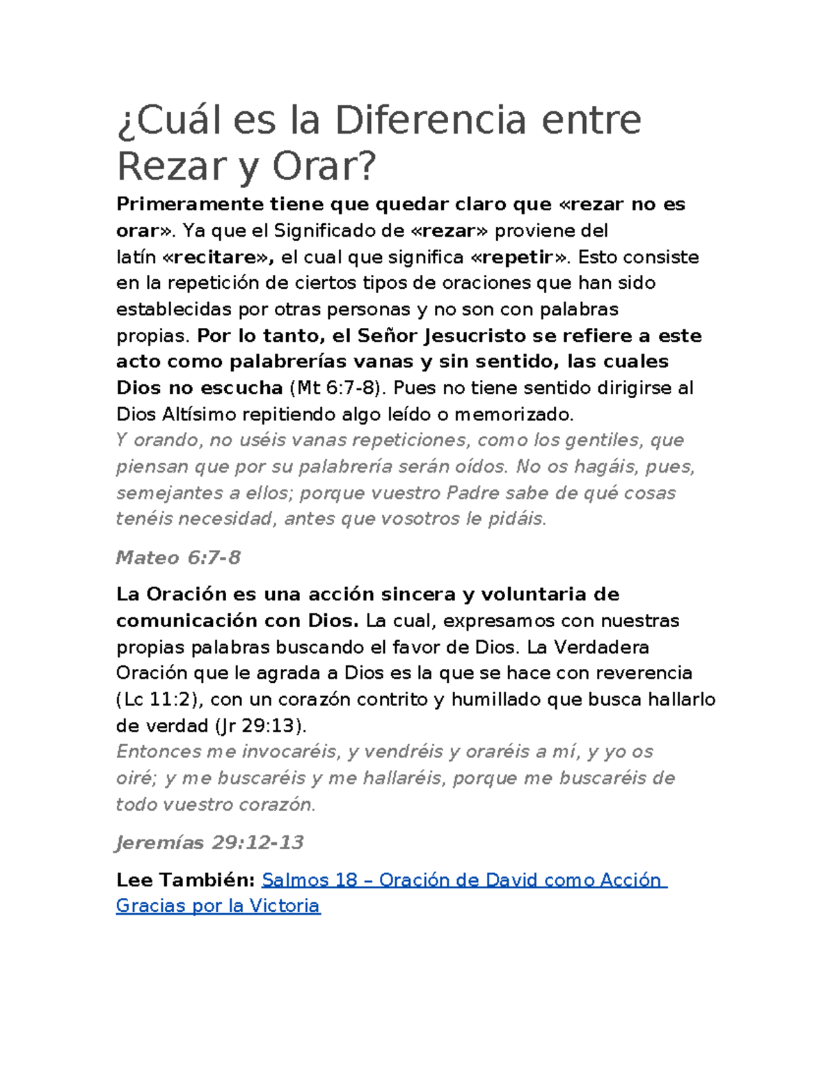 Guia diferencia entre rezar y orar - ¿Cuál es la Diferencia entre Rezar ...