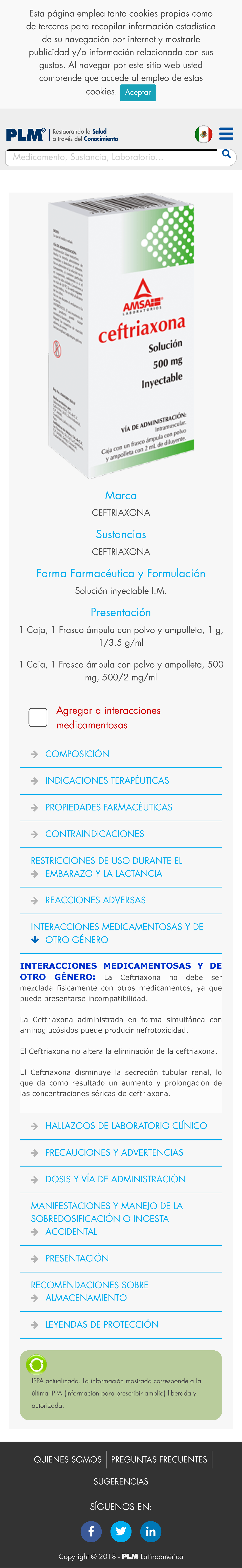 Ceftriaxona - PLM - Esta página emplea tanto cookies propias como de ...