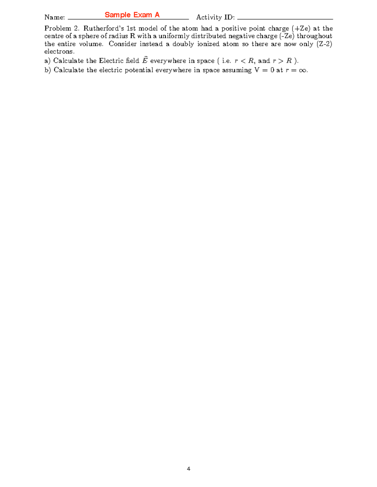 PHYS 158 Practice Midterm 2 Sample A - Warning: TT: more functions defined than expected Name ...