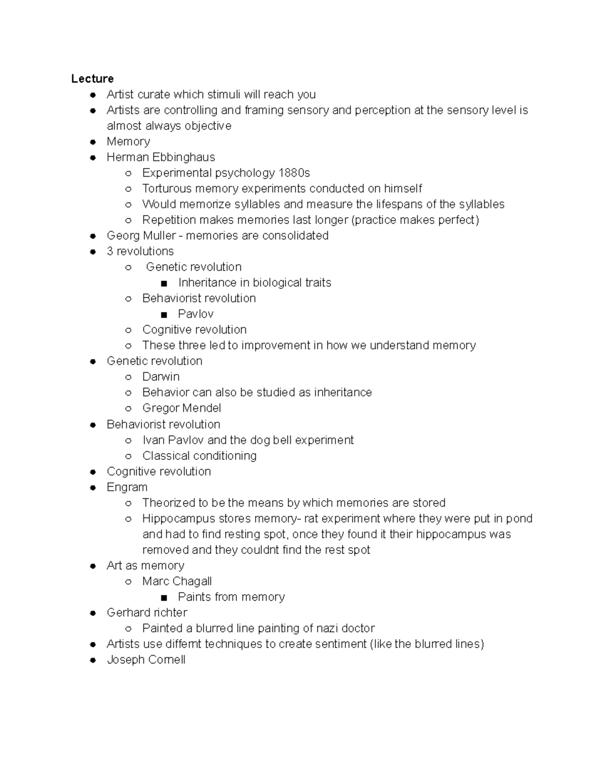 Week 3 - CAT 2 weekly notes - Lecture ï Artist curate which stimuli ...