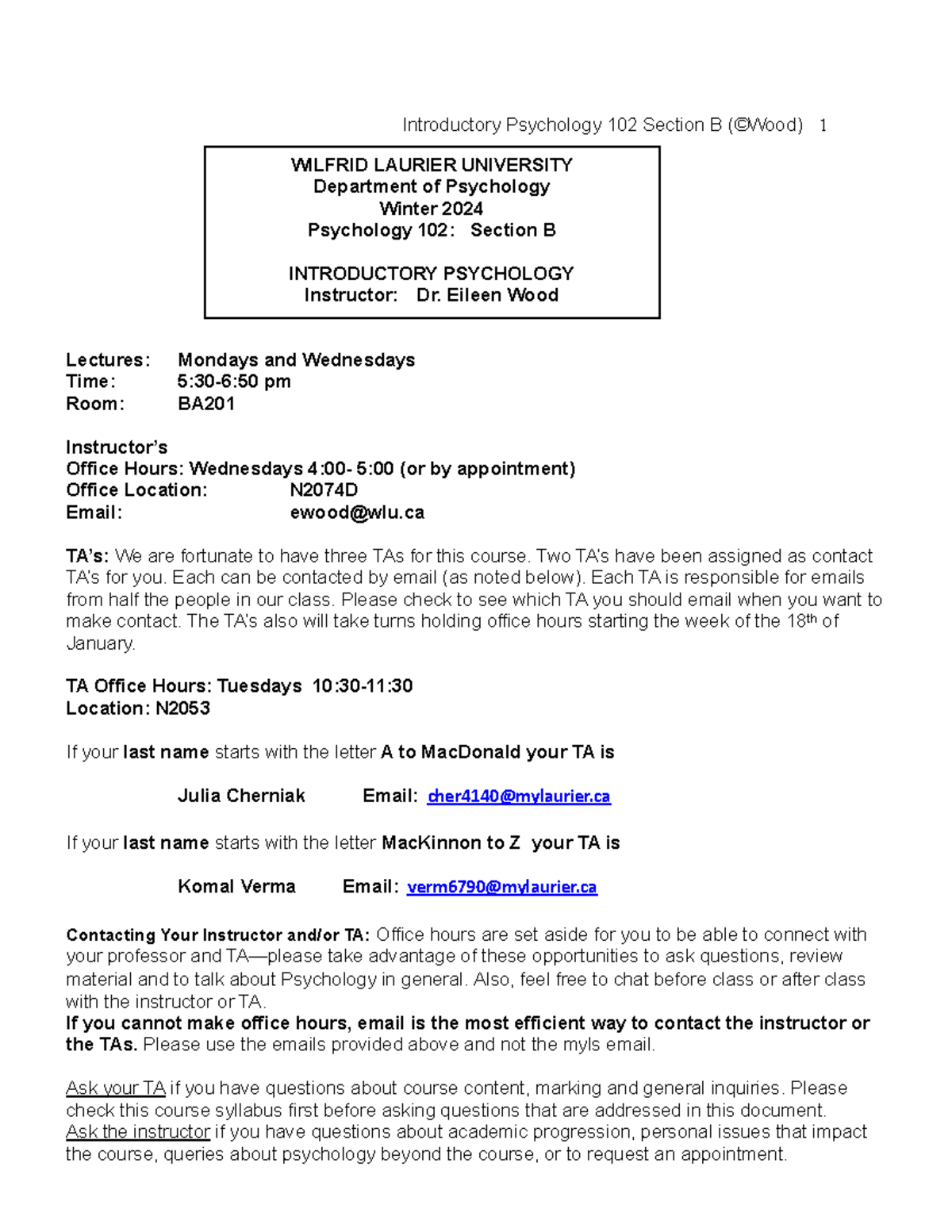 Course outline PS102 Winter 2024 - Lectures: Mondays and Wednesdays ...