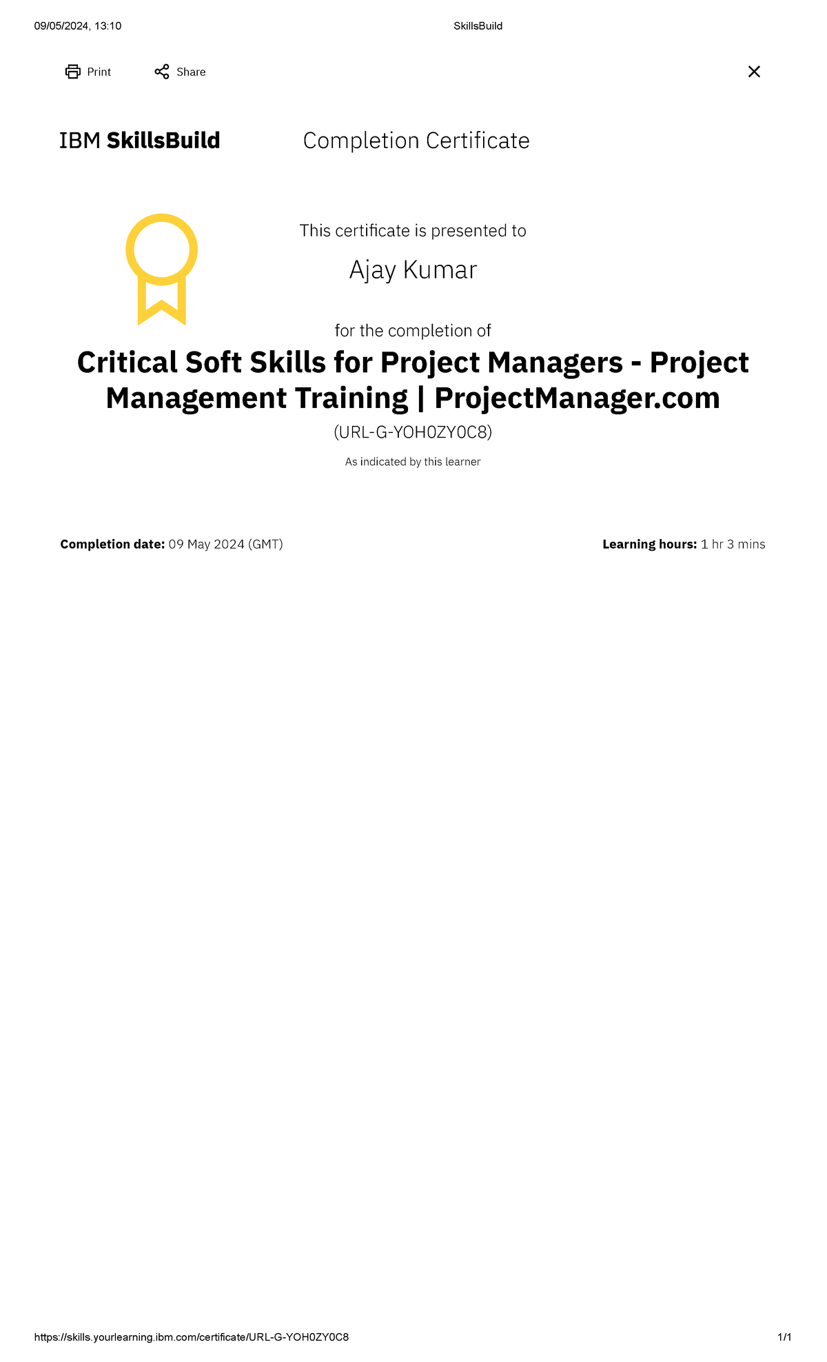 Skills Build 2 - cse - Print Share This certificate is presented to ...