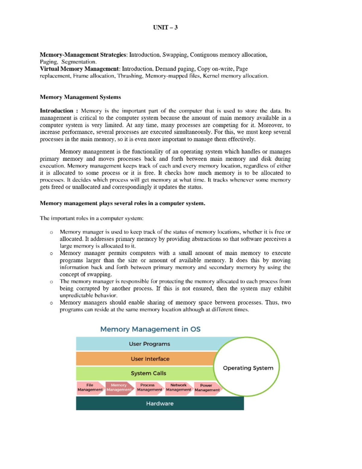 Operating systems Unit 3 part 1 - Studocu