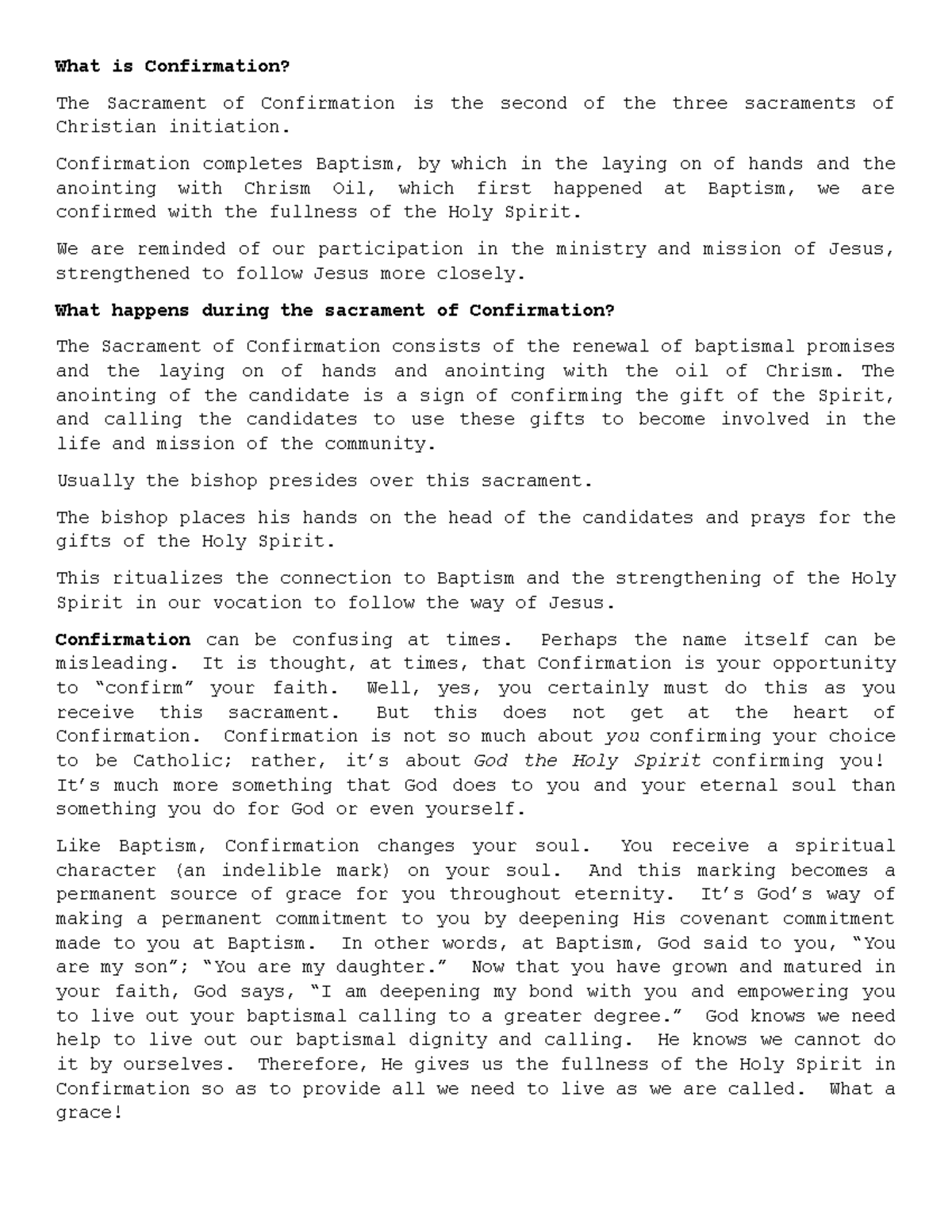 Lesson- Confirmation 2 - What is Confirmation? The Sacrament of ...