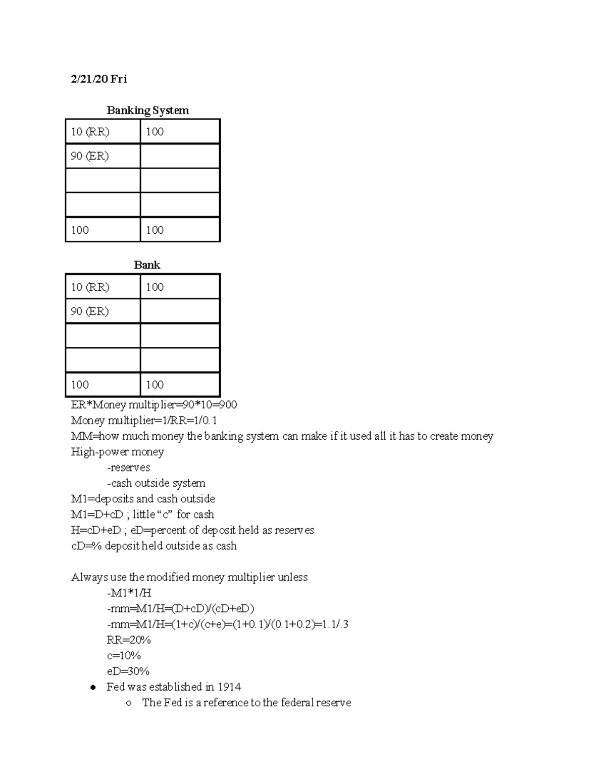 BUS 431 Note 1 - BUS 431 Lecture Note - 2/21/20 Fri Banking System 10 ...