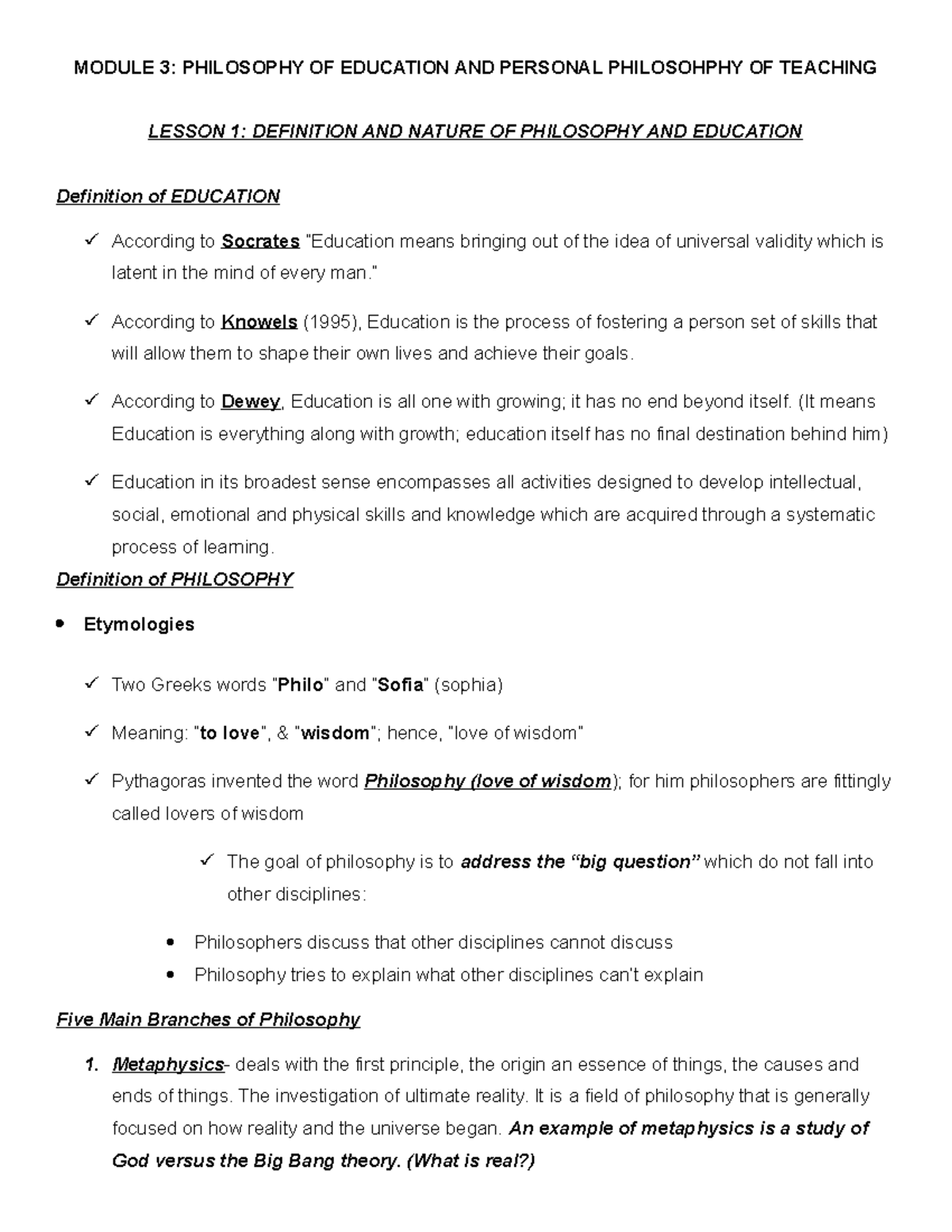 M1-AND-3 - M1-AND-3 TP - MODULE 3: PHILOSOPHY OF EDUCATION AND PERSONAL ...