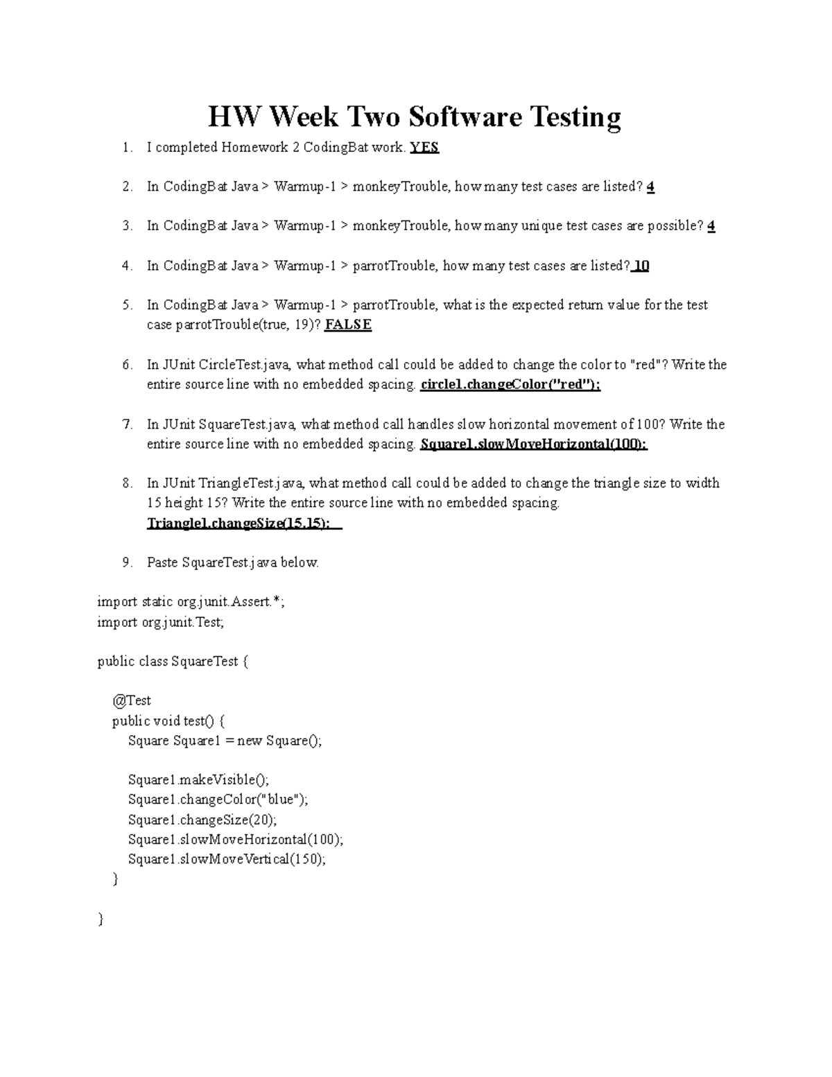 Homework 2 Software Testing - HW Week Two Software Testing I completed ...