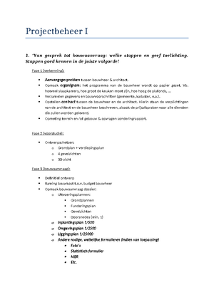 Projectbeheer-2- Examenvragen - UVT EXAMENVRAGEN 1) Wat is het doel van ...