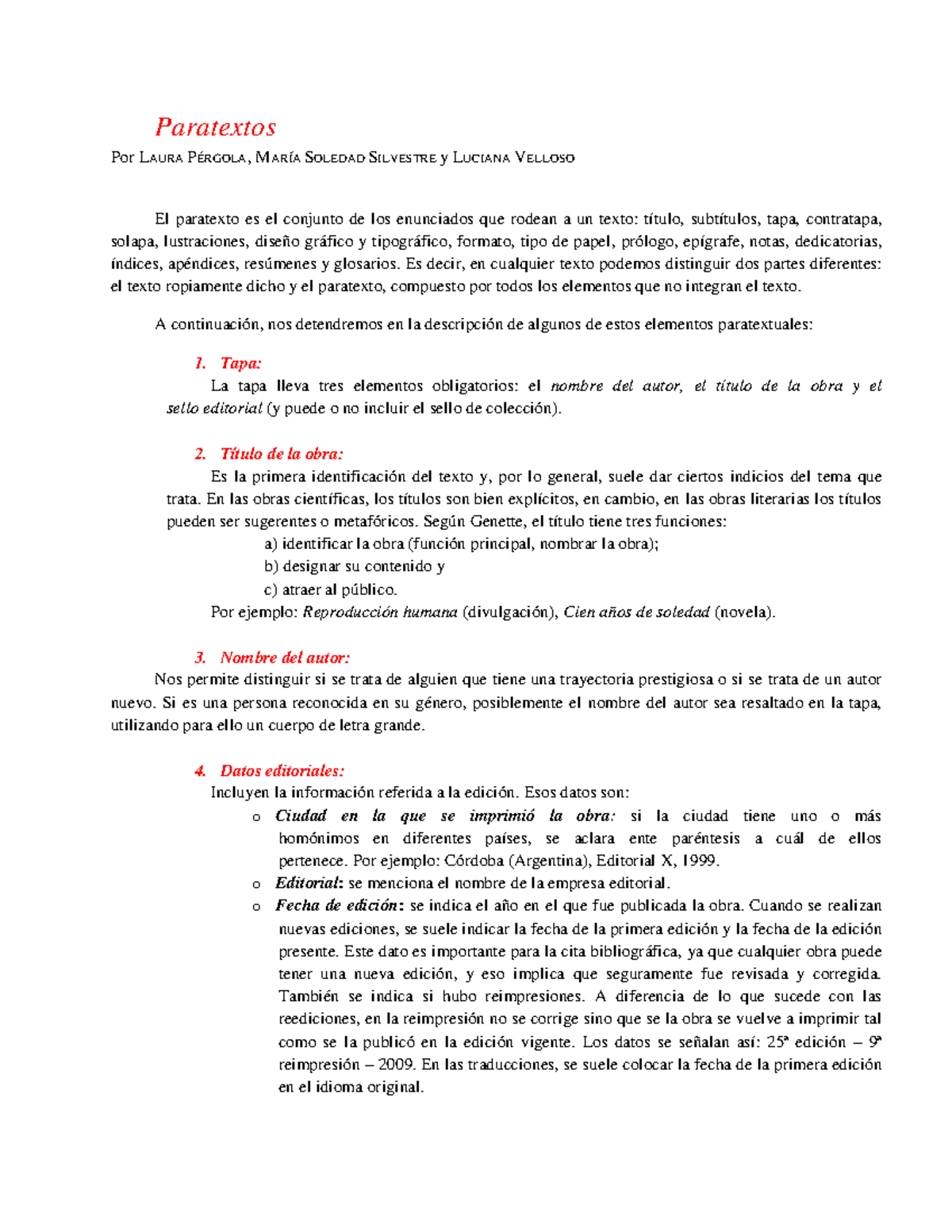 Paratextos Pergola Silvestre Y Velloso - Paratextos Por LAURA PÉRGOLA ...