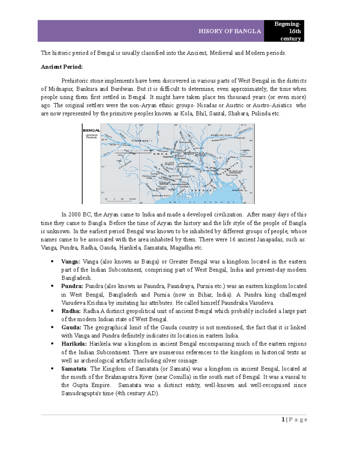 History of Bangladesh from begenning to - HISORY OF BANGLA 16th century ...